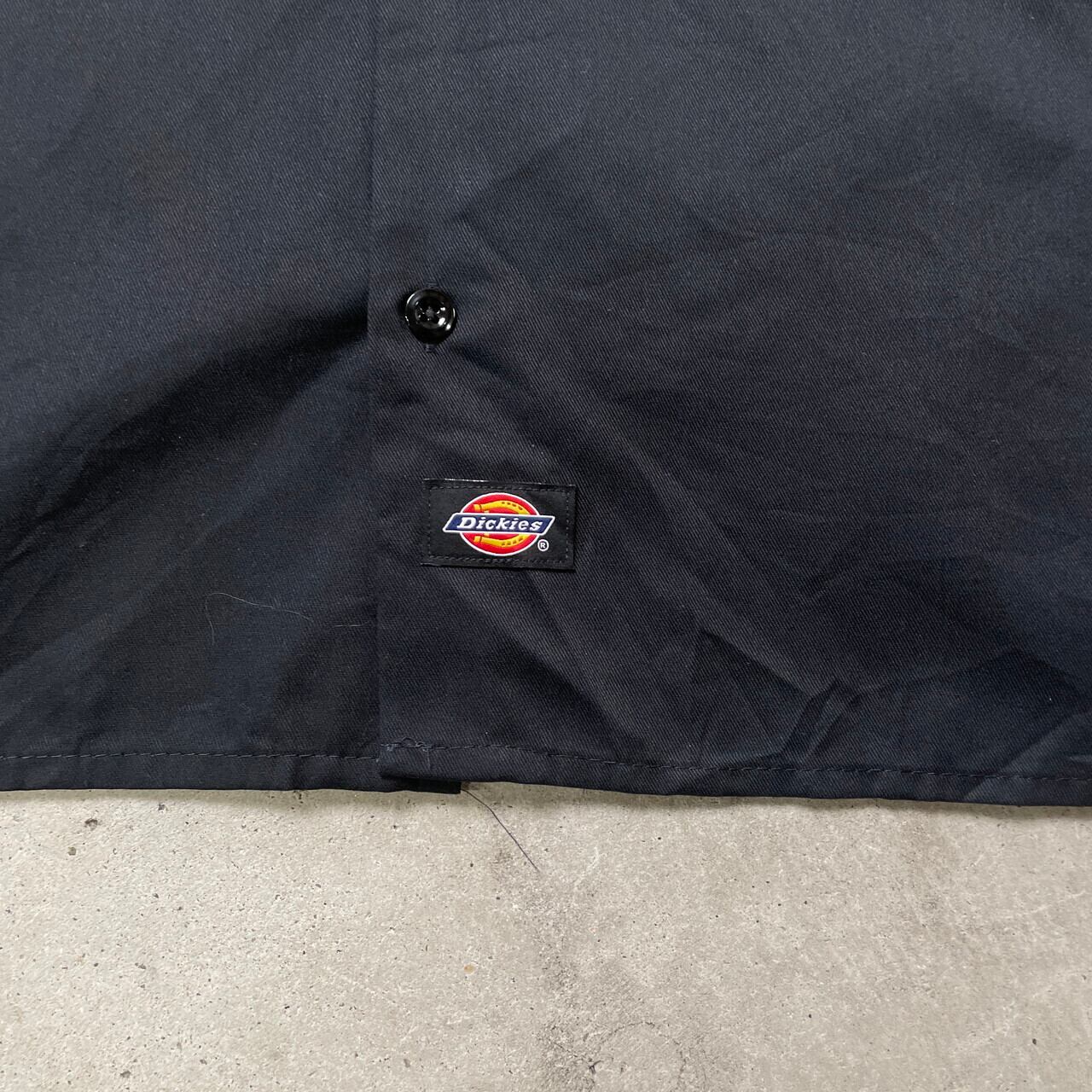DEADSTOCK NOS Dickies ディッキーズ 企業ロゴ刺繍 ワークシャツ 半袖シャツ メンズL 古着 黒色【半袖シャツ】/ブラック ...