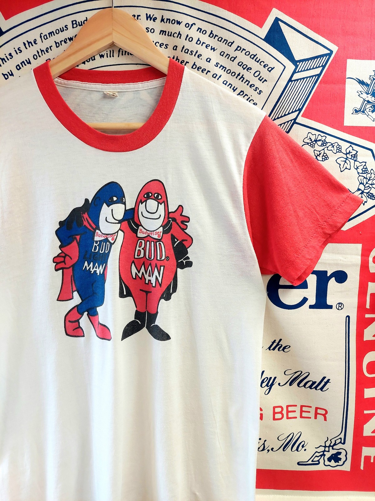 80's USA製 Budweiser BUDMAN&BUD LIGHT MAN Tシャツ Lサイズ | 古着屋LIBERTY