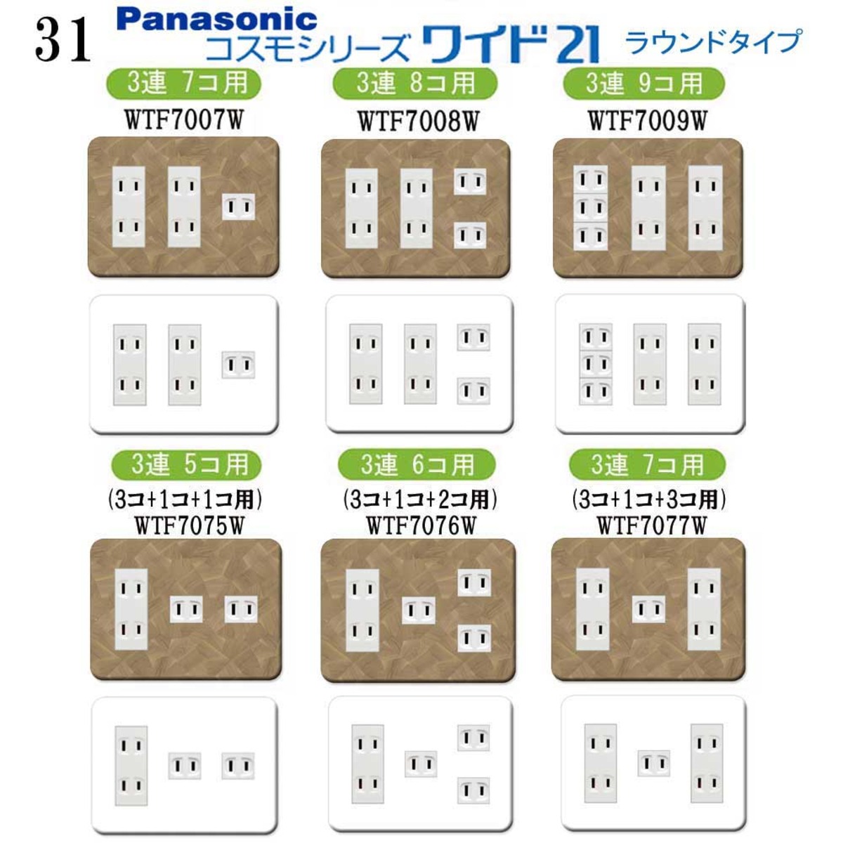 木目調柄プレミアムウッド (ヴィンテージライト) 31番 パナソニック 【コスモワイドシリーズ21】3連 コンセントプレート スイッチプレート | CASEMAKER