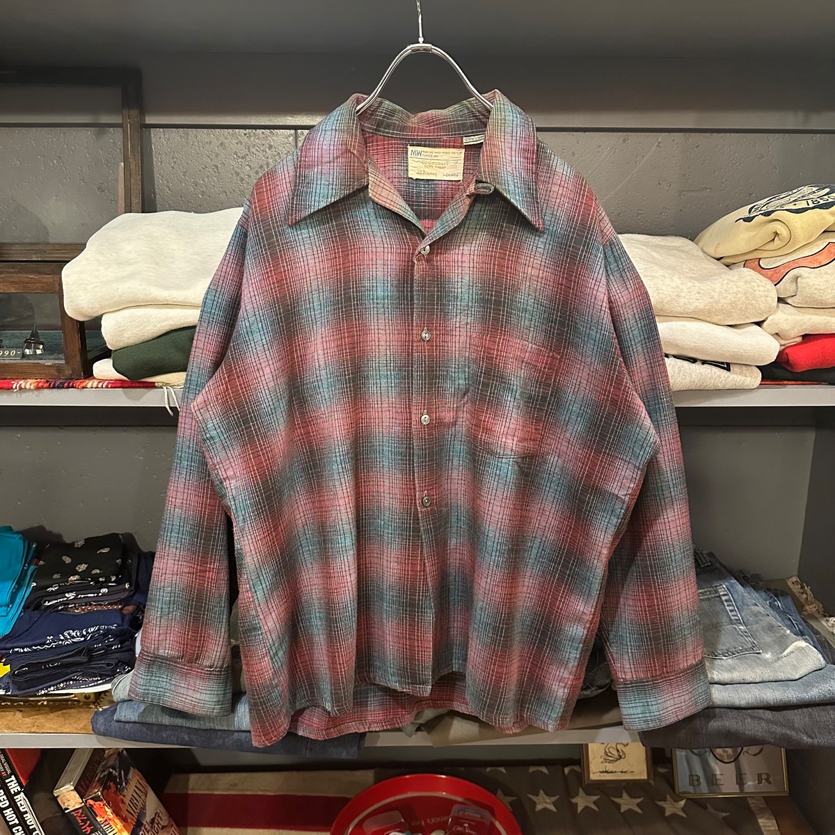 70s TOWNCRAFT Open Collar Flannel Shirt | VOSTOK