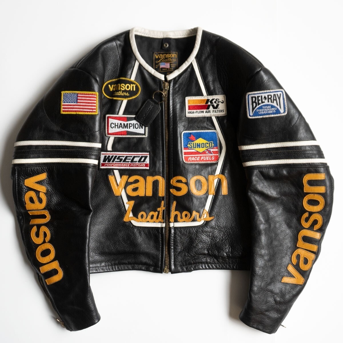 【雰囲気抜群】 VANSON 【ONESTAR ワンスター オールレザー スタジャン】42 ジャケット ワッペン USA製 バンソン 25051013 | August shop