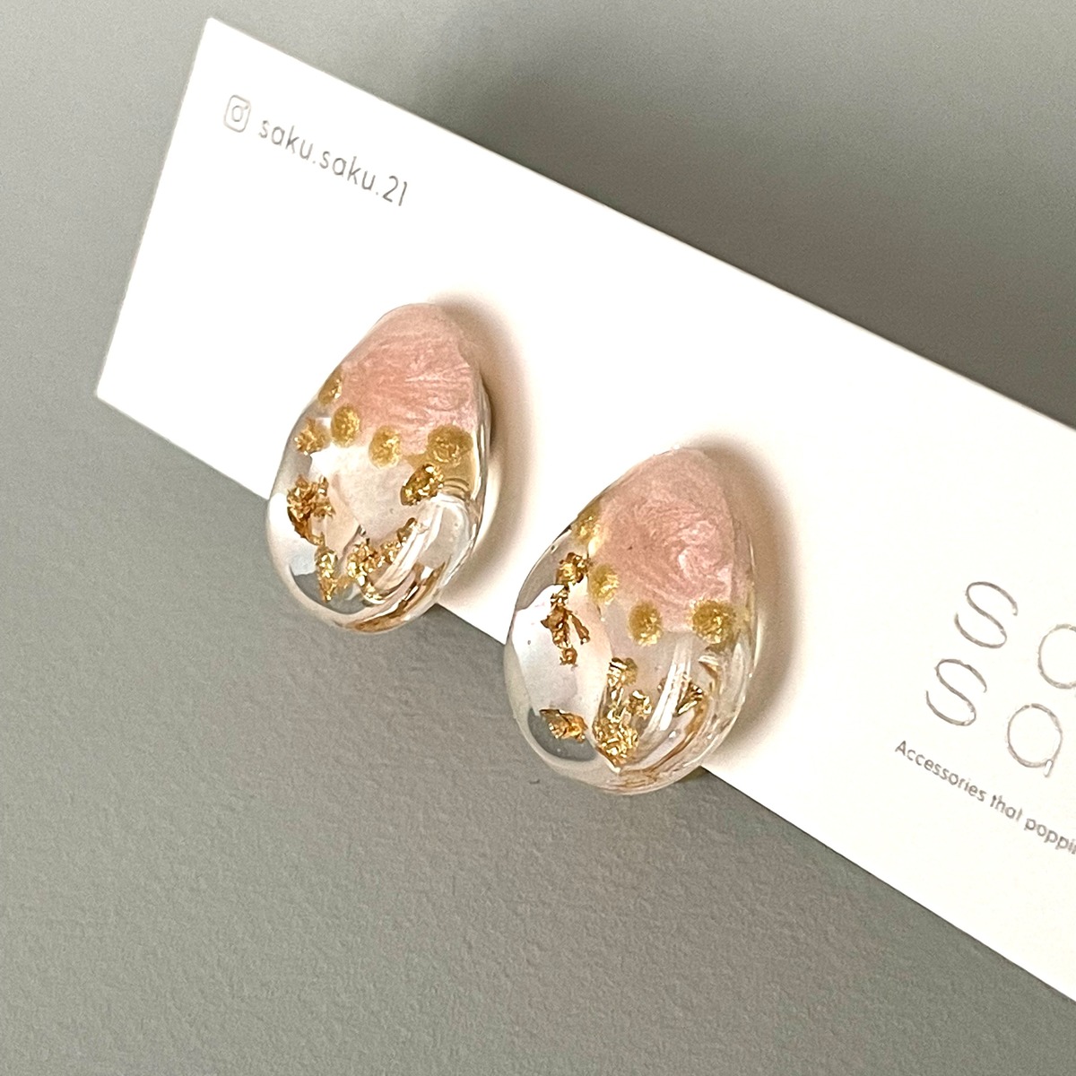 イヤリング pearl pink×gold ① | saku saku