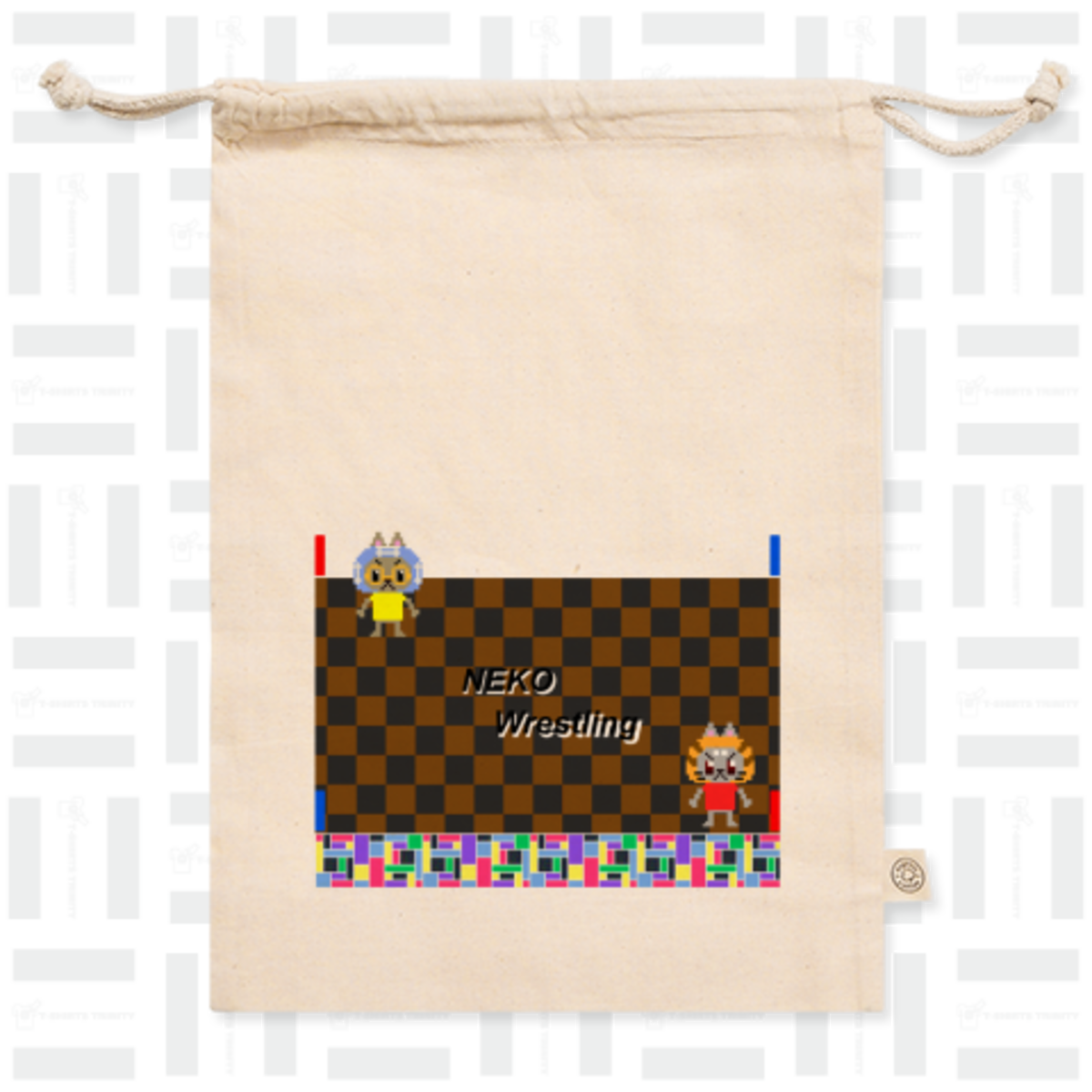 ねこレス2 / オーガニックコットン巾着L | Vir