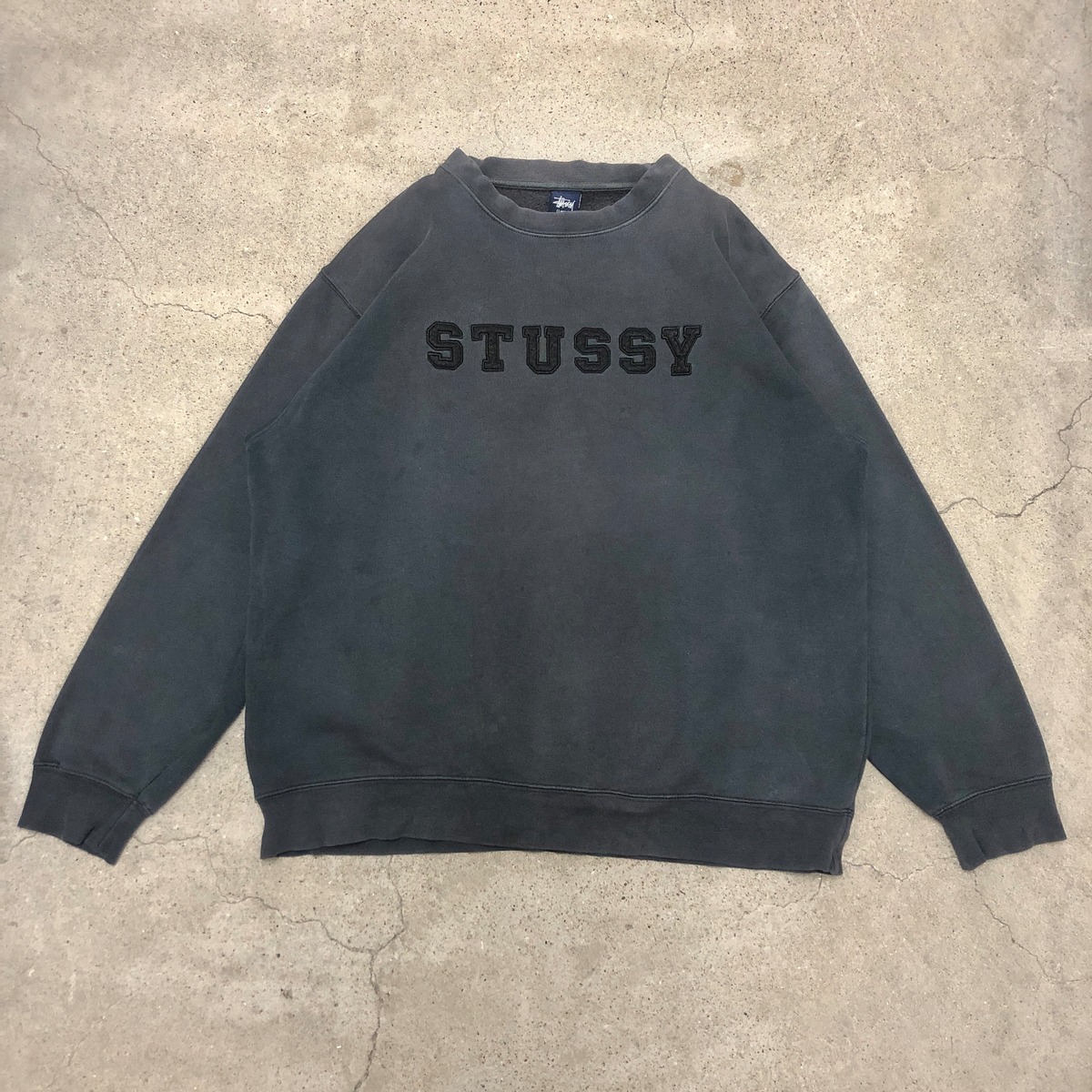 90～00s OLD STUSSY/Logo patch Sweat/紺タグ/L/ロゴパッチ/スウェット/フェルト/グレー/ステューシー/オールドステューシー | nimunamu