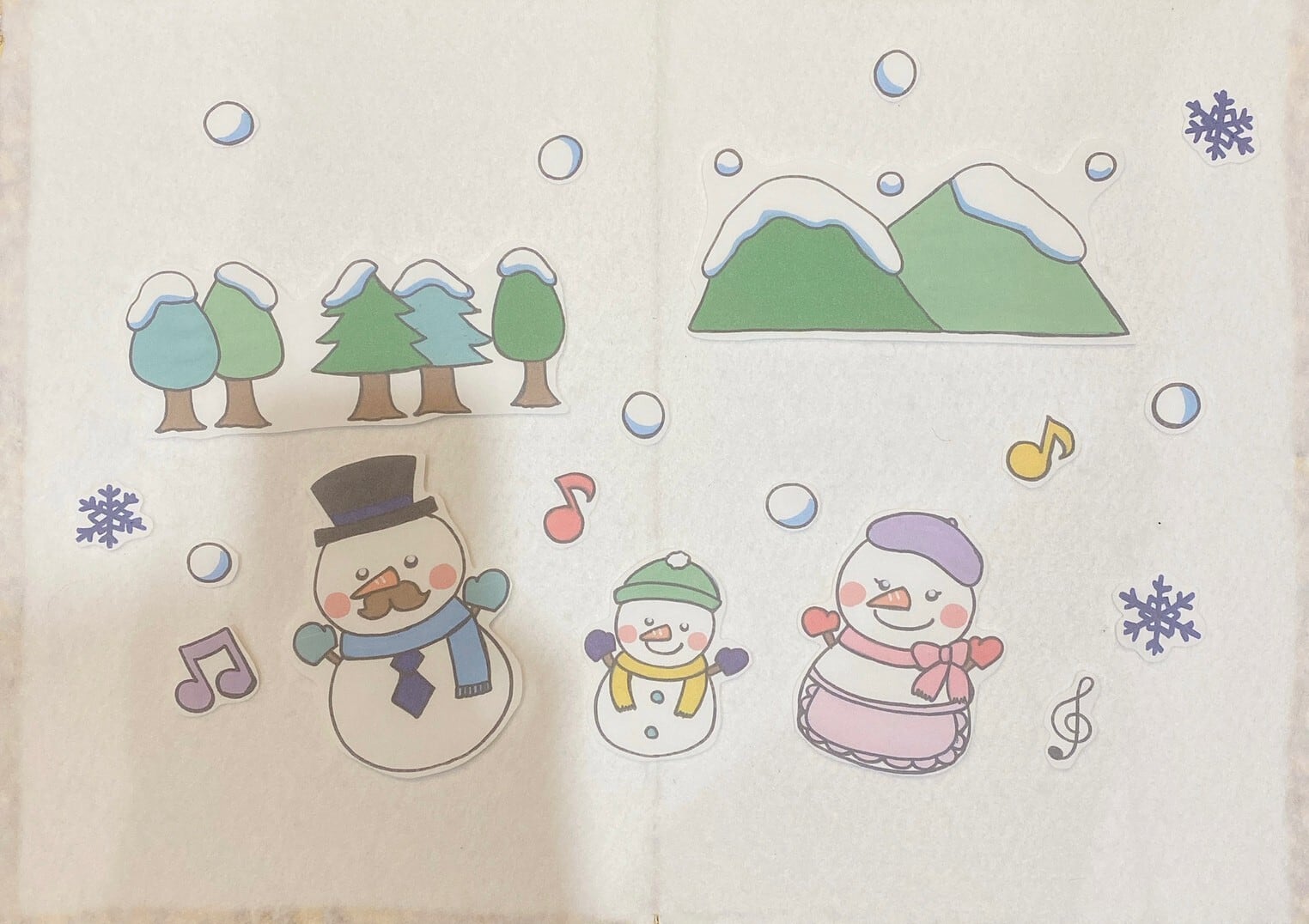 雪だるまのチャチャチャ パネルシアター 歌 楽譜つき 童謡 | パネルシアター・スケッチブック 保育用品販売 risugumi