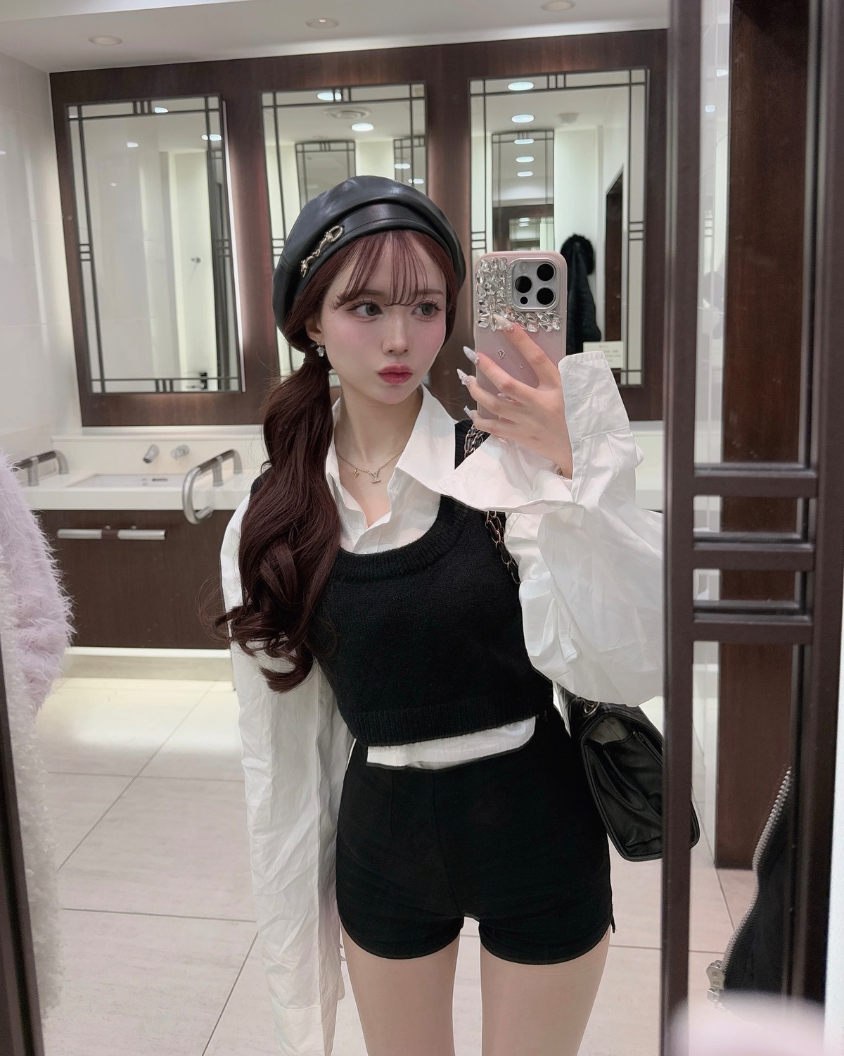 blackクロップドシャツ×ベストset | selectshop elmyu