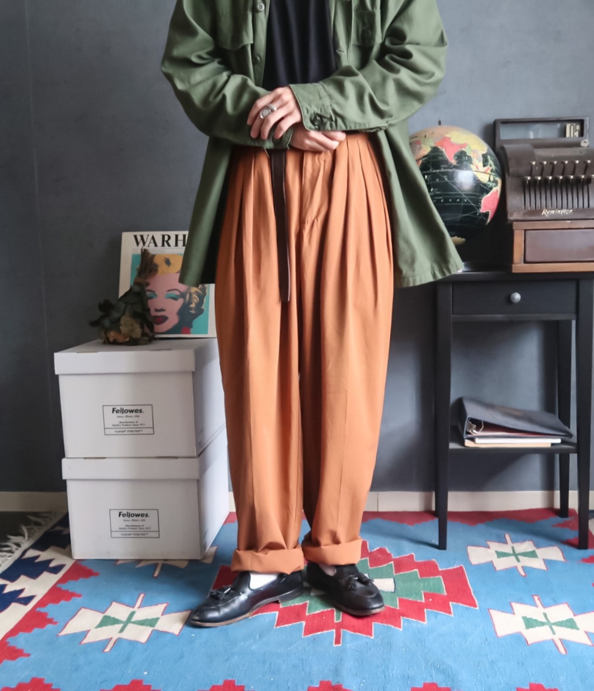 1990's rayon×polyester four tuck slacks pants | cou cou used select shop
