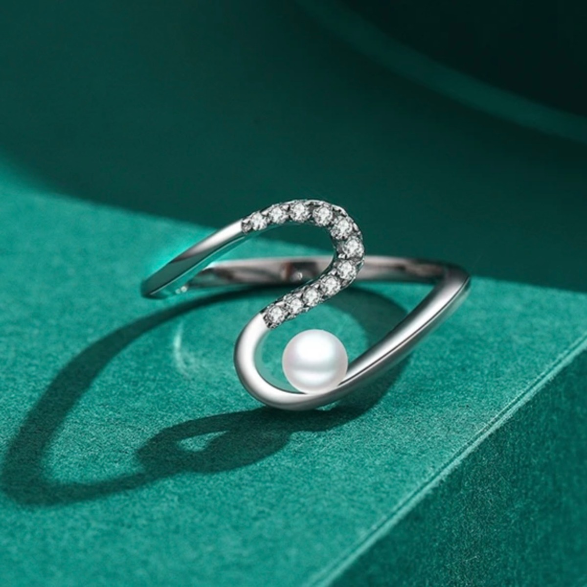 パール＆ジルコニア ウェーブRing | Merci Doux