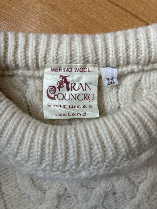 ARAN COUNTRY アランニット セーター アイボリー アイルランド製 | 古着とオレンジと