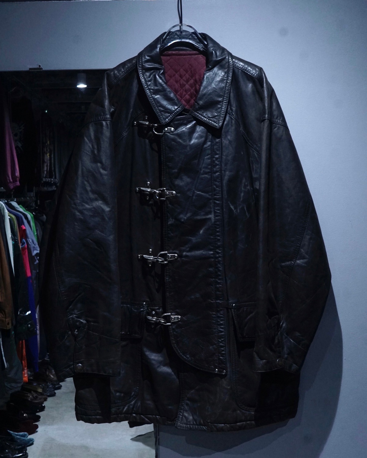 【add (C) vintage】Fireman Buckle Gimmick Vintage Loose Leather Jacket ...