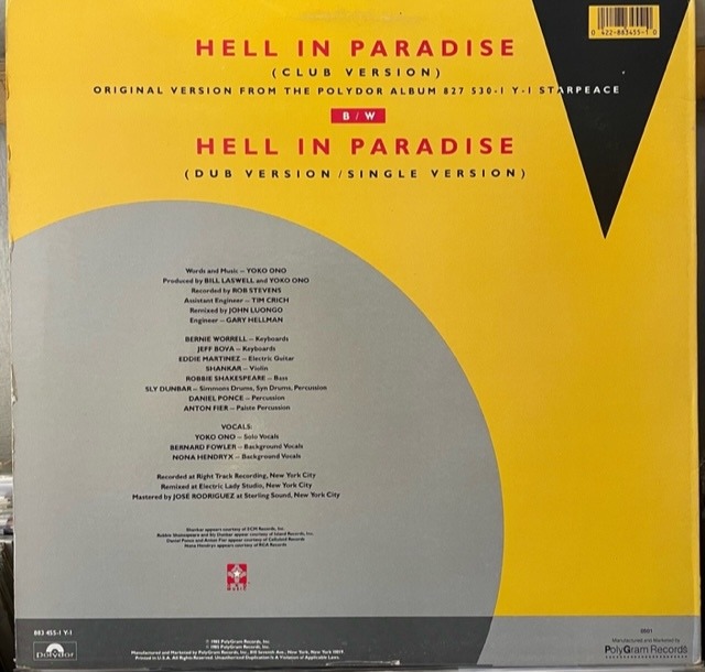 YOKO ONO "HELL IN PARADISE" 12" | EAD RECORD