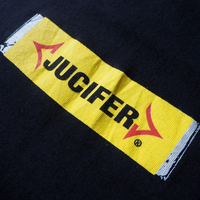 90s-00s “JUCIFER” box logo tee XL 90年代 00年代 ビール 酒 ボックスロゴ tシャツ 企業系 ...