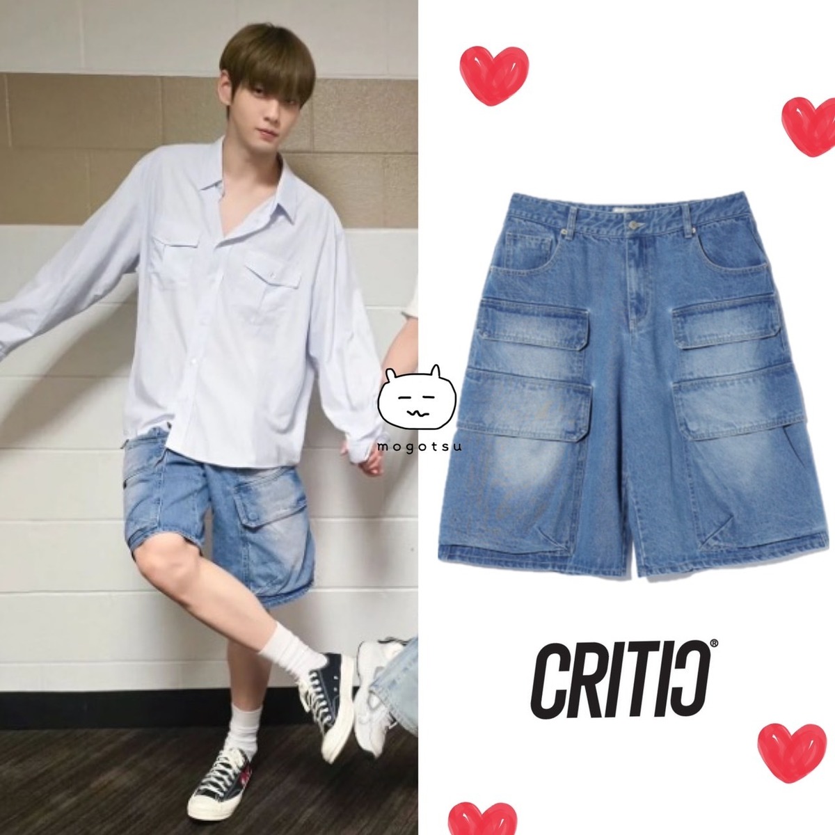 ★TXT スビン 着用！！【CRITIC】BIG CARGO DENIM BERMUDA PANTS LIGHT INDIGO | もごつ