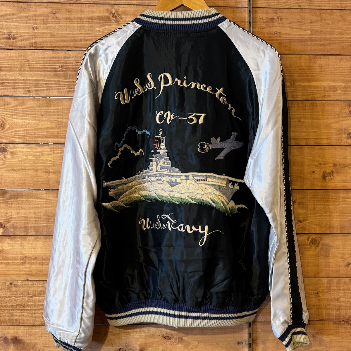 TAILOR TOYO Early 1950s Style Acetate Souvenir Jacket “USS PRINCETON” × ...