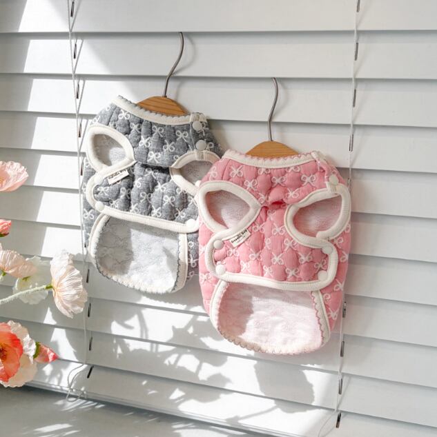 【GroomingDog】予約販売 リボンキルティングベスト（全2色） | dogLaBoutique