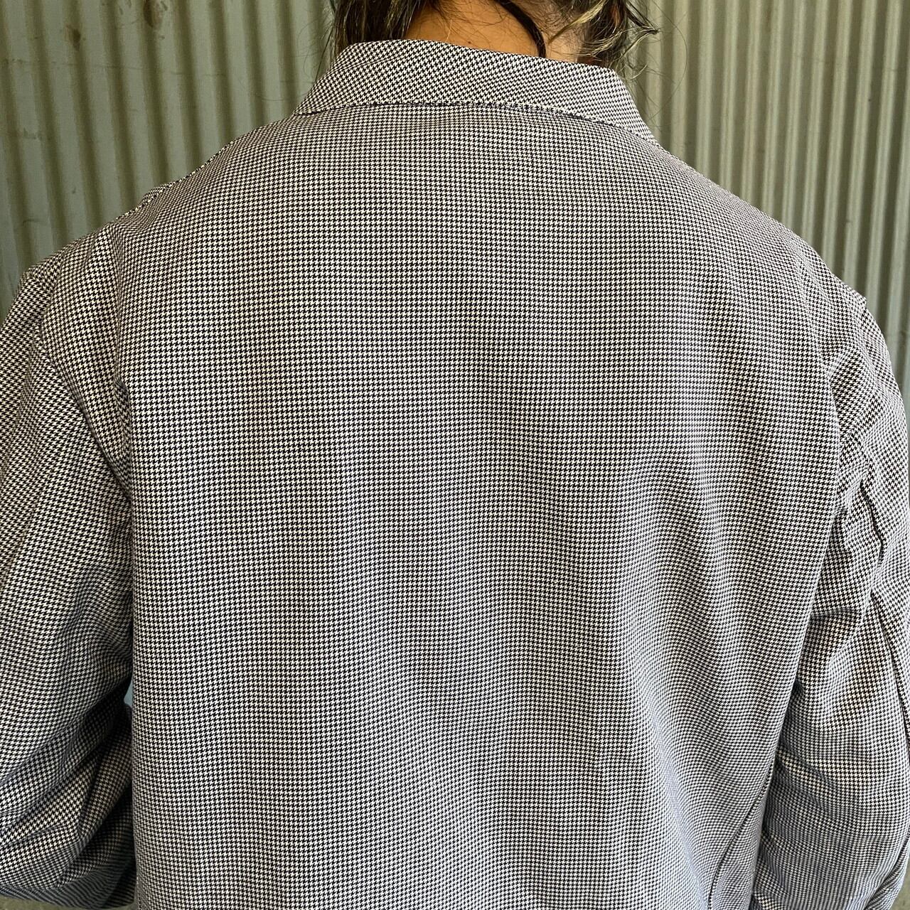 ヴィンテージ DUTHILL&MINART 千鳥格子 ハウンドトゥース柄 シェフジャケット フレンチワークジャケット メンズL相当 ヨーロッパ ...