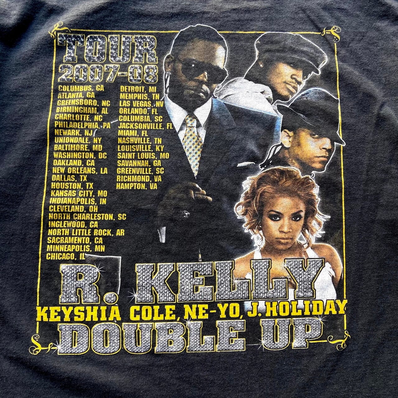 00年代 "R.KELLY" DOUBLE UP TOUR 2007-08 ラップTシャツ メンズXXL相当 古着 R・ケリー KEYSHIA ...