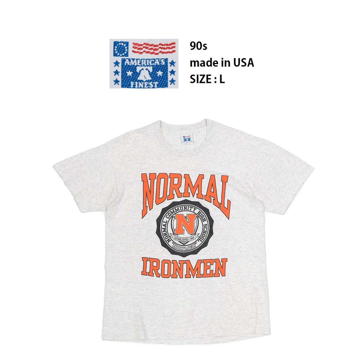USED 90s AMERICAS FINEST "NORMAL IRONMEN" Tee (L) made in USA | EFK