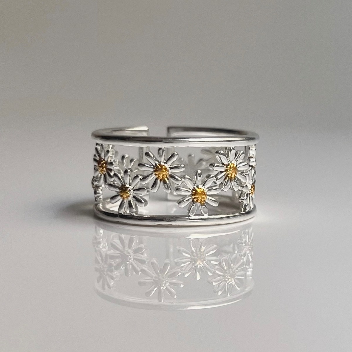 Silver925 Mix Color Flower Wide Ring | Not On Sale -small items for life-