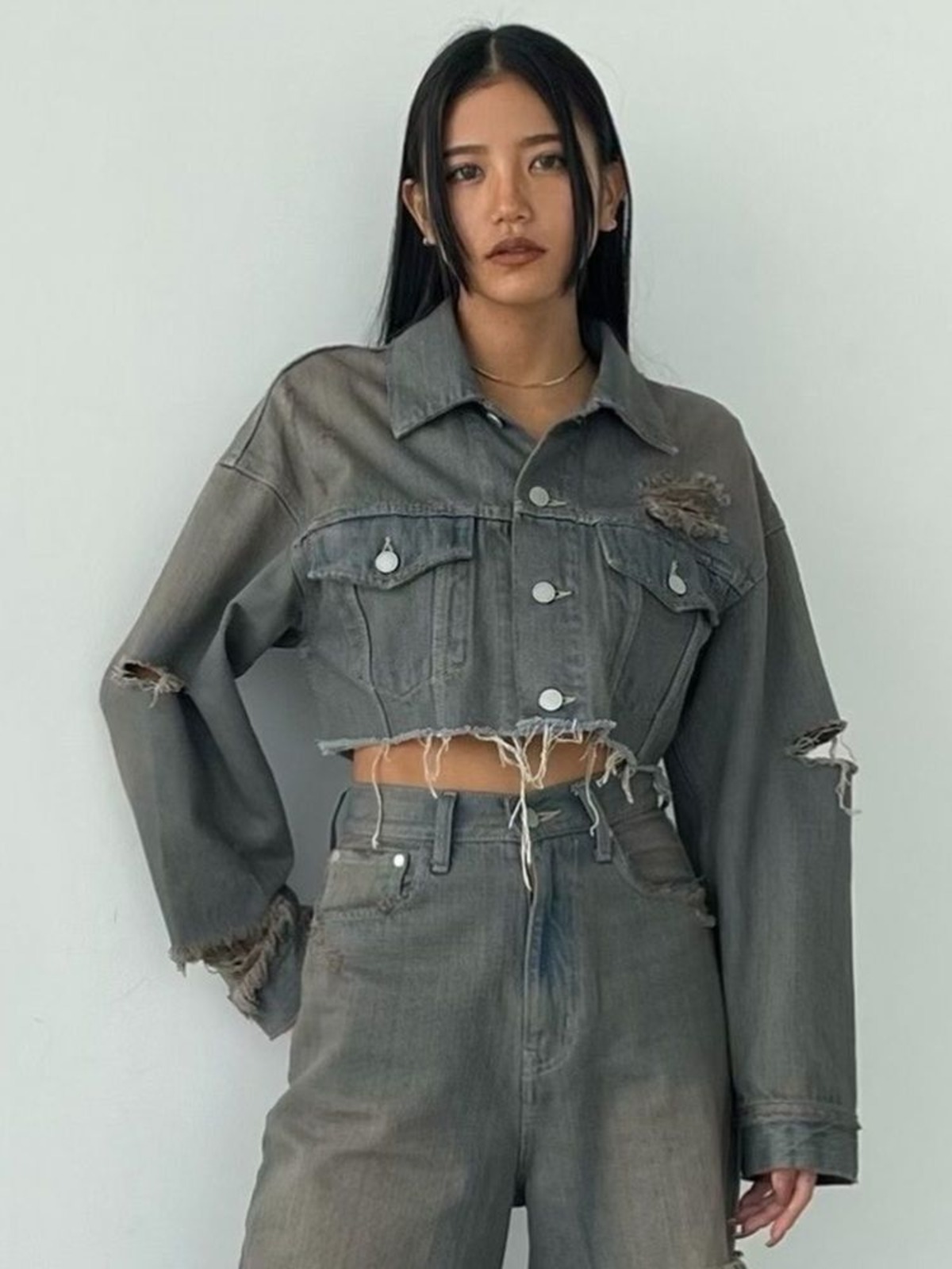 【EMODA】Wスリットカットオフデニムジャケット | MARKS by sourin