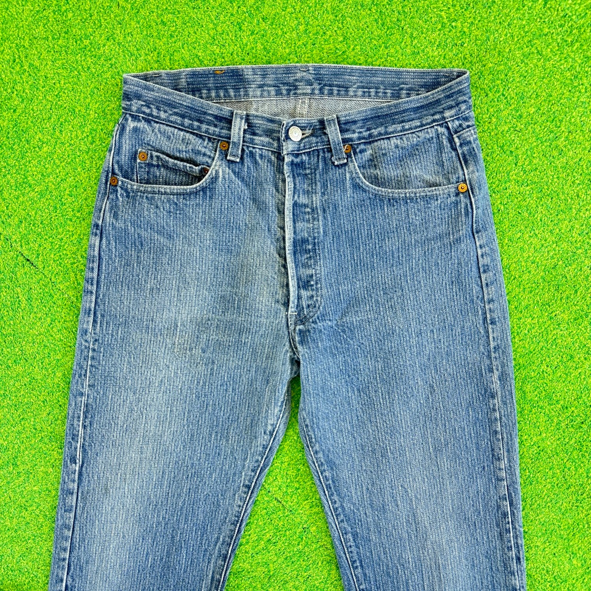 80'S LEVI'S 501-0119 BLUE STRIPED JEANS 内股シングル（NO REPAIR & GOOD ...