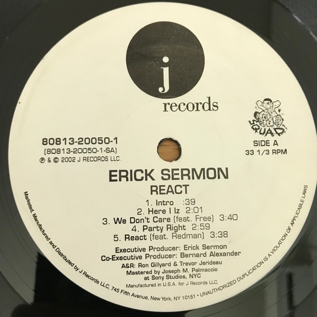 ERICK SERMON / REACT | PASSTIME RECORDS / パスタイム レコード