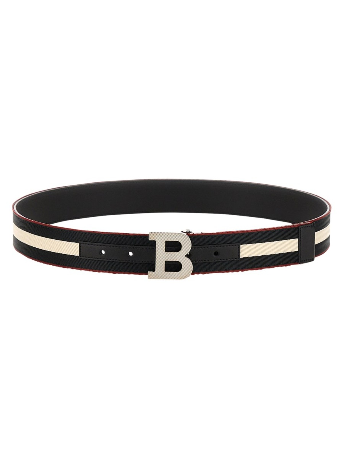 BALLY LEATHER B-BUCKLE BELT WITH STRIPE AND LOGO BUCKLE 583206 ...