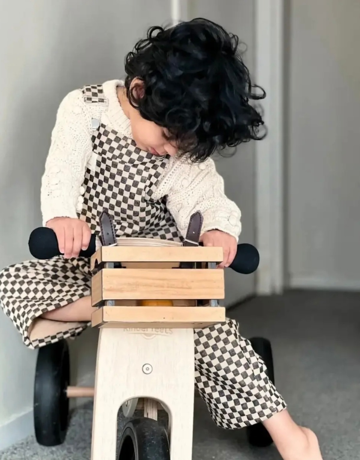 【bel&bow】Checkerboard Overall | すみれ草