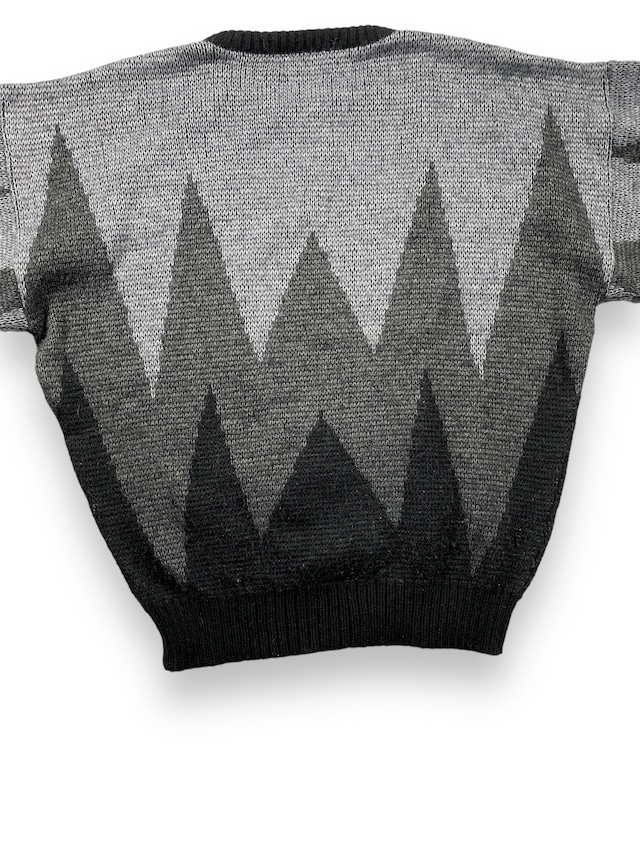 1980's〜90's "GIVENCHY" Geometric Pattern Crew Neck Wool Knit MADE IN ITALY | Sanroku Base Studio