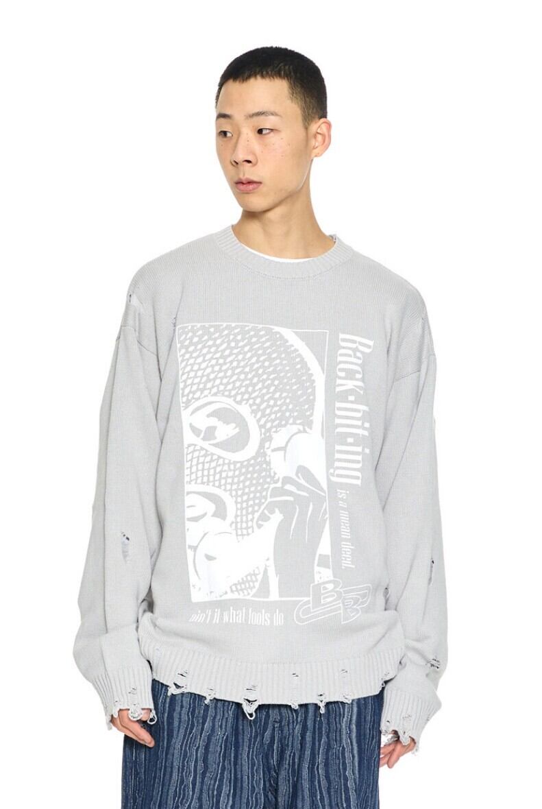 ☆ENHYPEN ニキ 着用!!【BROWNBREATH】BB DAMAGED KNIT ☆ENHYPEN ニキ 着用!!【BROWNBREATH】BB DAMAGED KNIT
