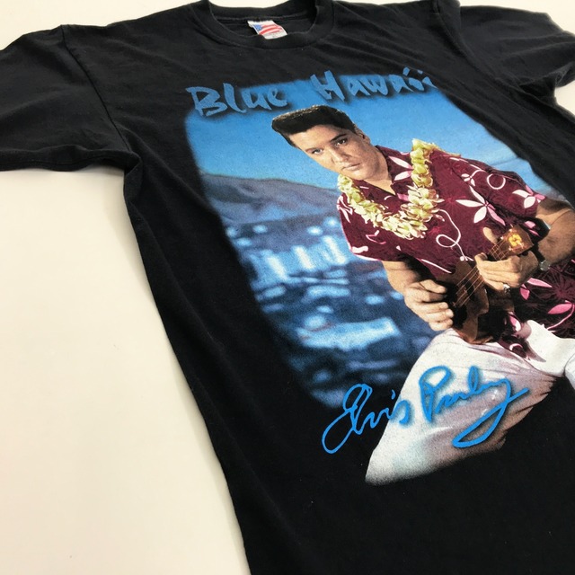 TRINITY PRODUCTS MADE AT THE BEACH 90年代 USA製 ELVIS PRESLEY エルビスプレスリー ブルーハワイ Tシャツ ブラック XXL 半袖 ...
