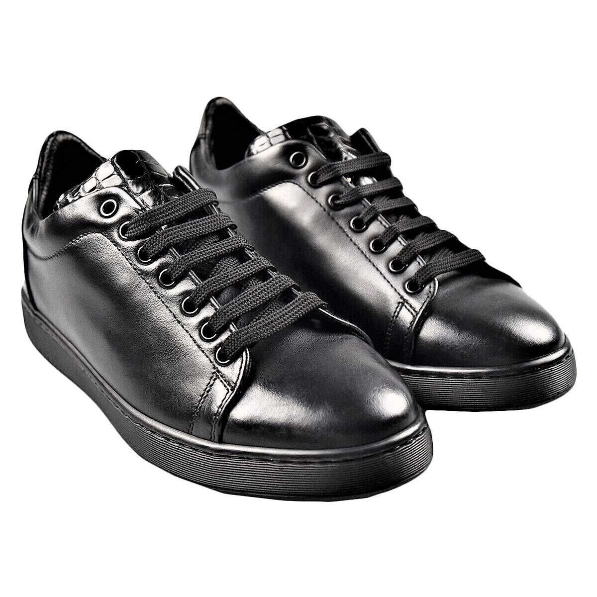 ★定価60万円超・新品未使用★ キートン Kiton 極上クロコダイル＆カーフレザースニーカー ブラック サイズ8.5 キートン純正BOX等 ...