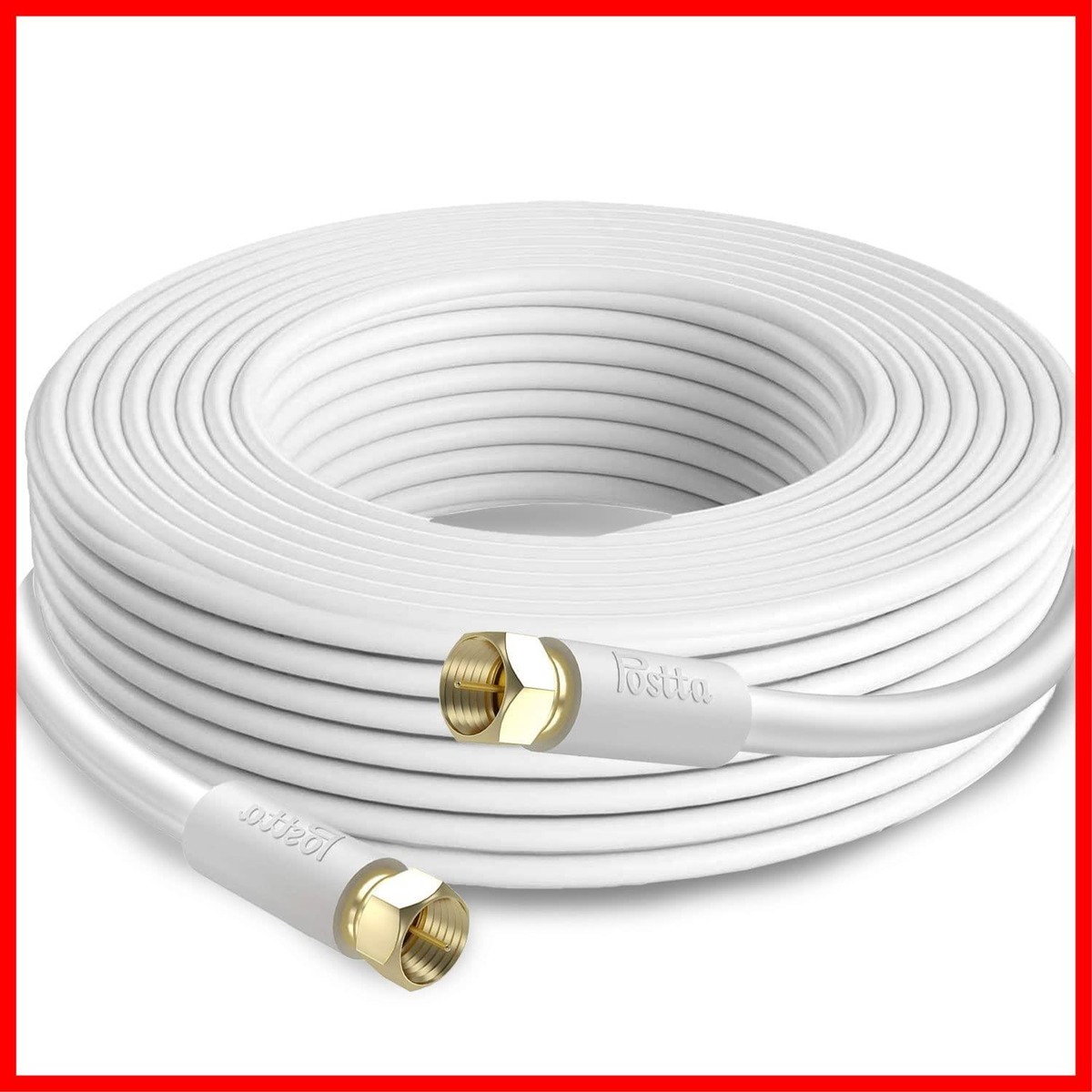 Postta アンテナケーブル 15M 同軸ケーブル S-5C-FB（RG6) 4K8K 地デジ・BS・CS・CATV放送対応 金メッキプラグ F型プラグ ホワイト | ニコニコshops