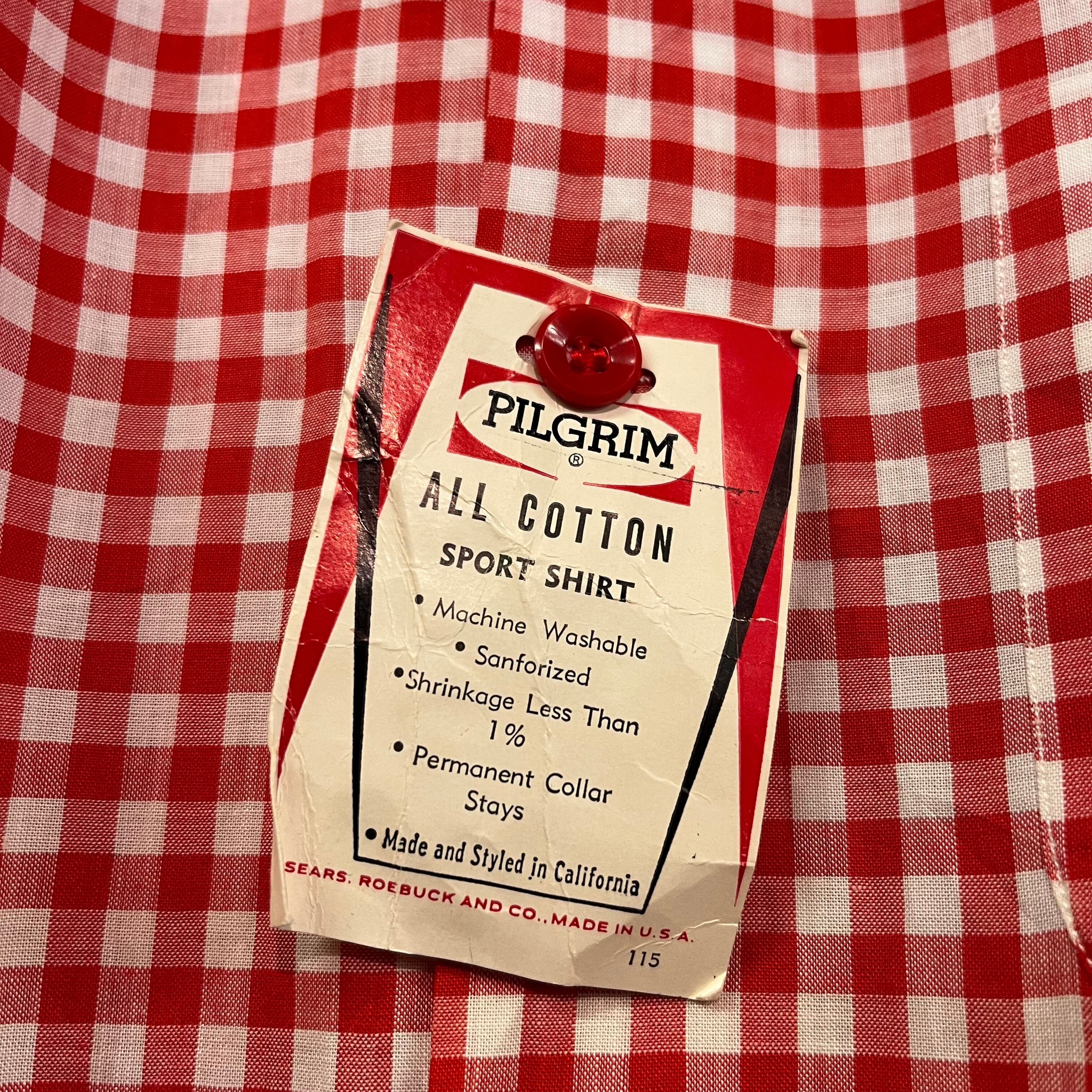 60s PILGRIM Gingham Check Open Collar Shirt | DESERTSNOW