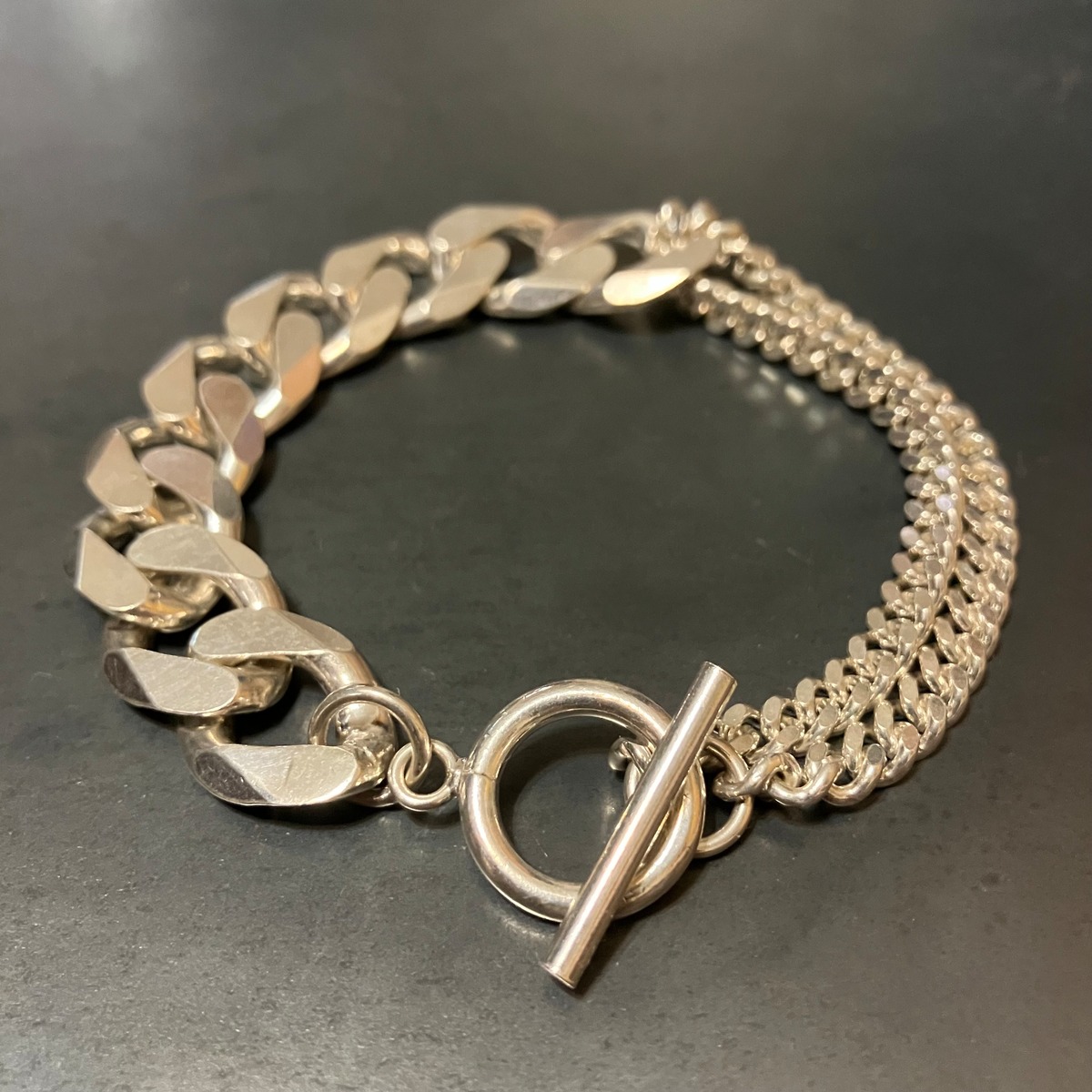 SILVER925 DEFORMATION FLAT LINK CHAIN BRACELET /シルバー/ブレスレット/喜平 | maryland_accessories