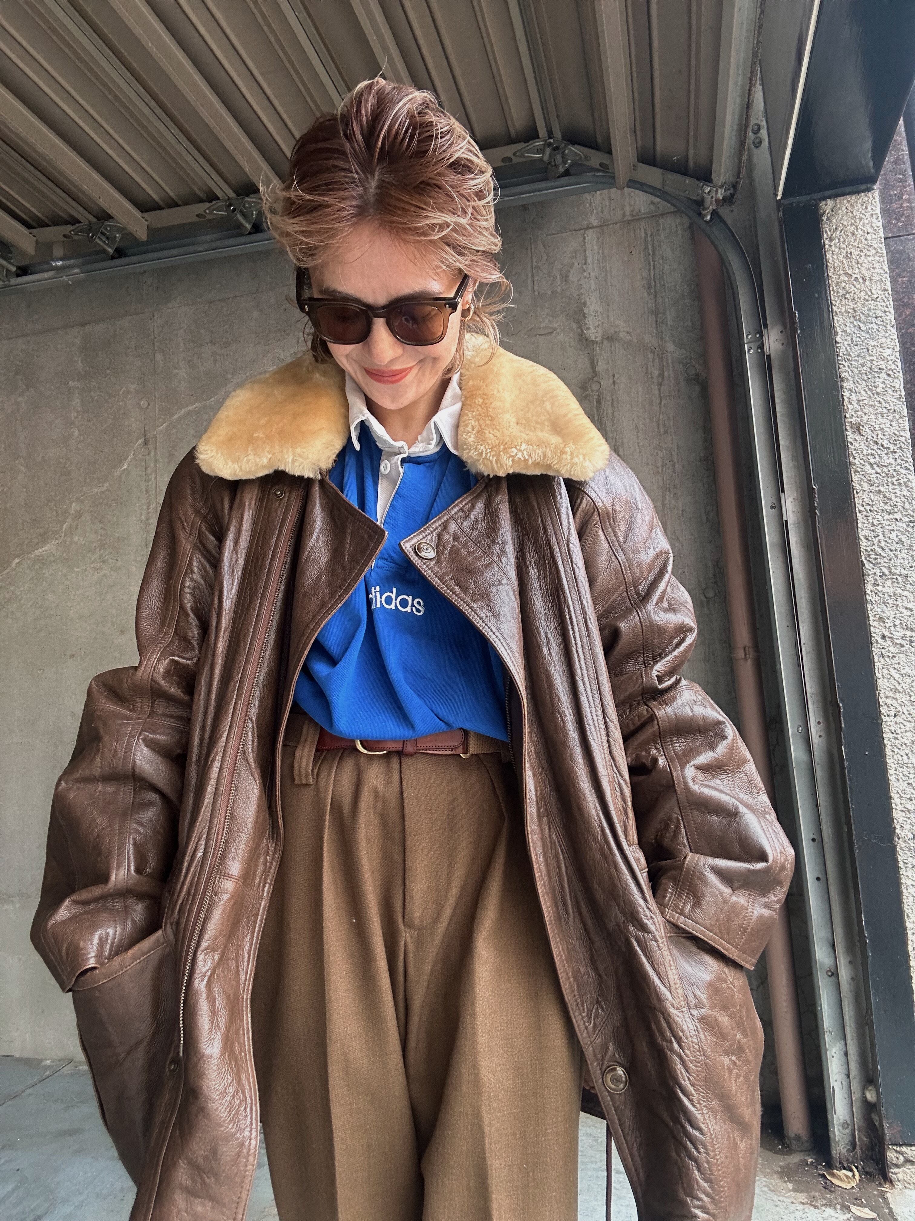 (OT1180)Lam leather boa half coat | Pay ID