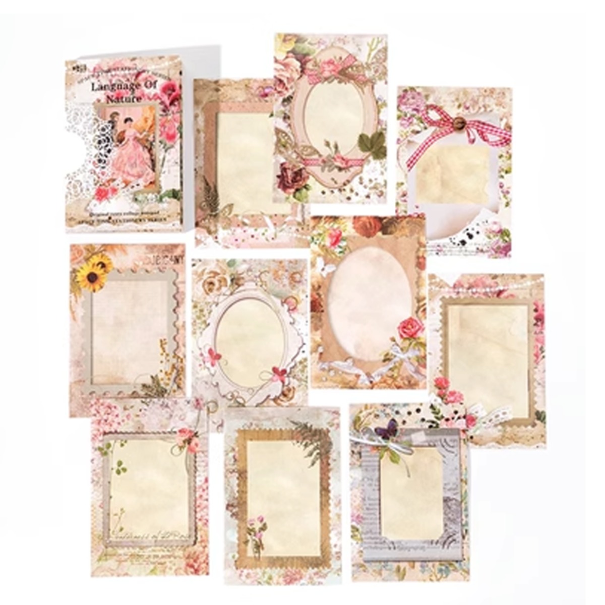 レトロ 一筆箋 メモ帳 フラワーフレーム | rue Sepia