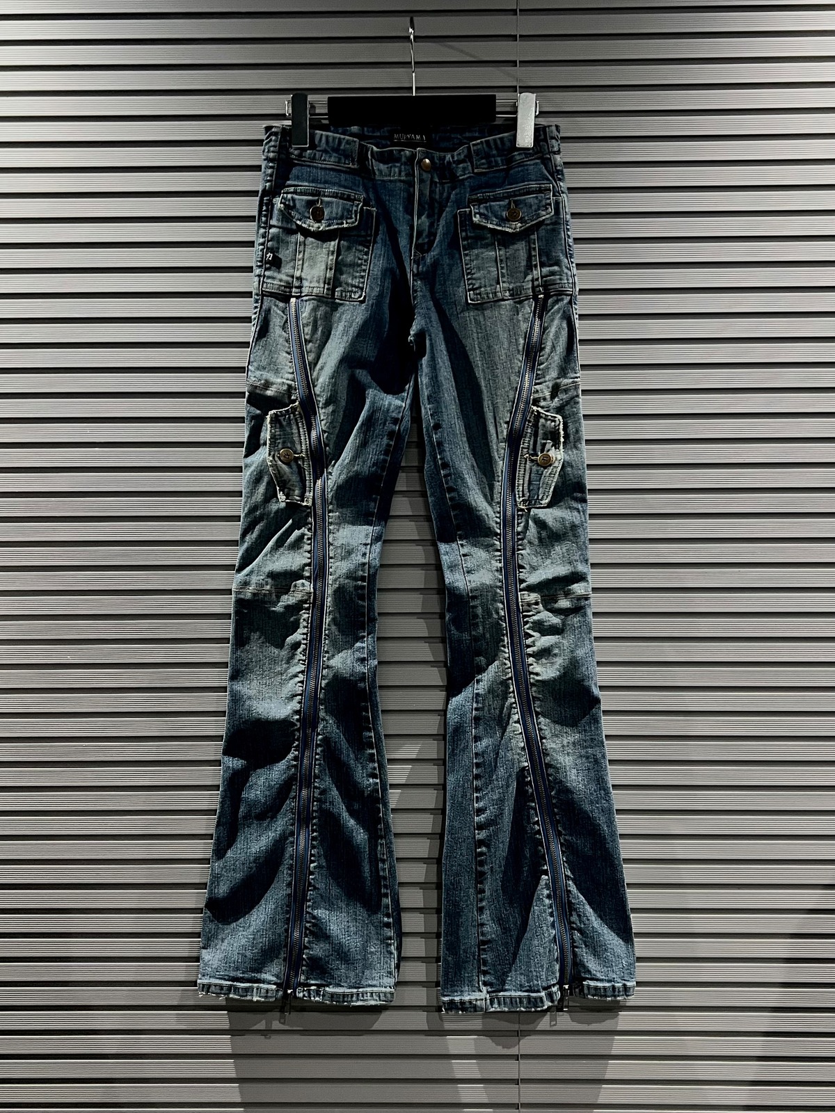 【X VINTAGE】Waving Zip Gimmick Vintage Multi Pocket Flare Denim Pants ...