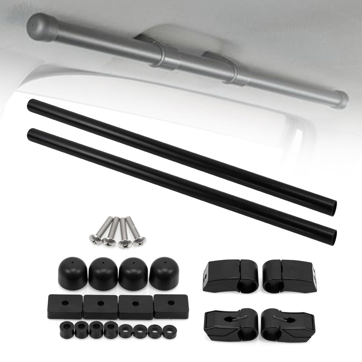 Jeyaic 車内収納 車室内キャリアバー サイドバー クロスライド 左右セット 軽自動車 コンパクトカー 用 黒いパイプ | BASE SHOP