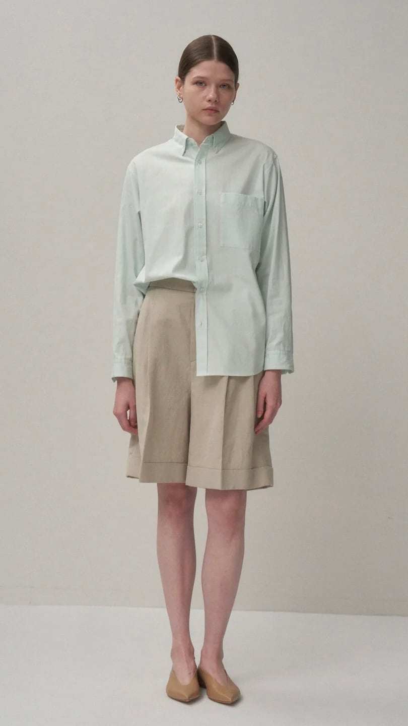 ATON -WASHER OXFORD | STANDARD SHIRT- :GREEN, :PINK, :SAX | biancabrillante