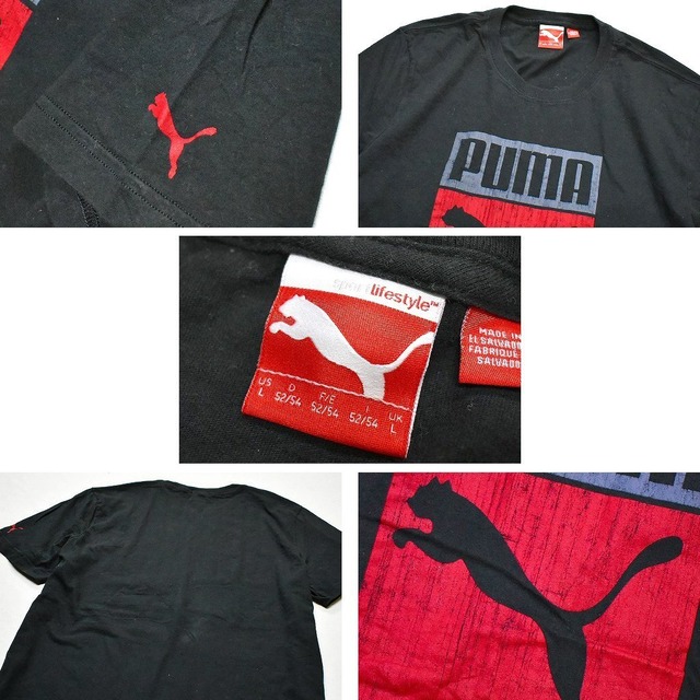 1点物 プーマPUMAビッグサイズ黒プリントTシャツ古着LメンズXLレディースOKアメカジ90sストリート/スポーツMixブランドロゴ/レトロ ...