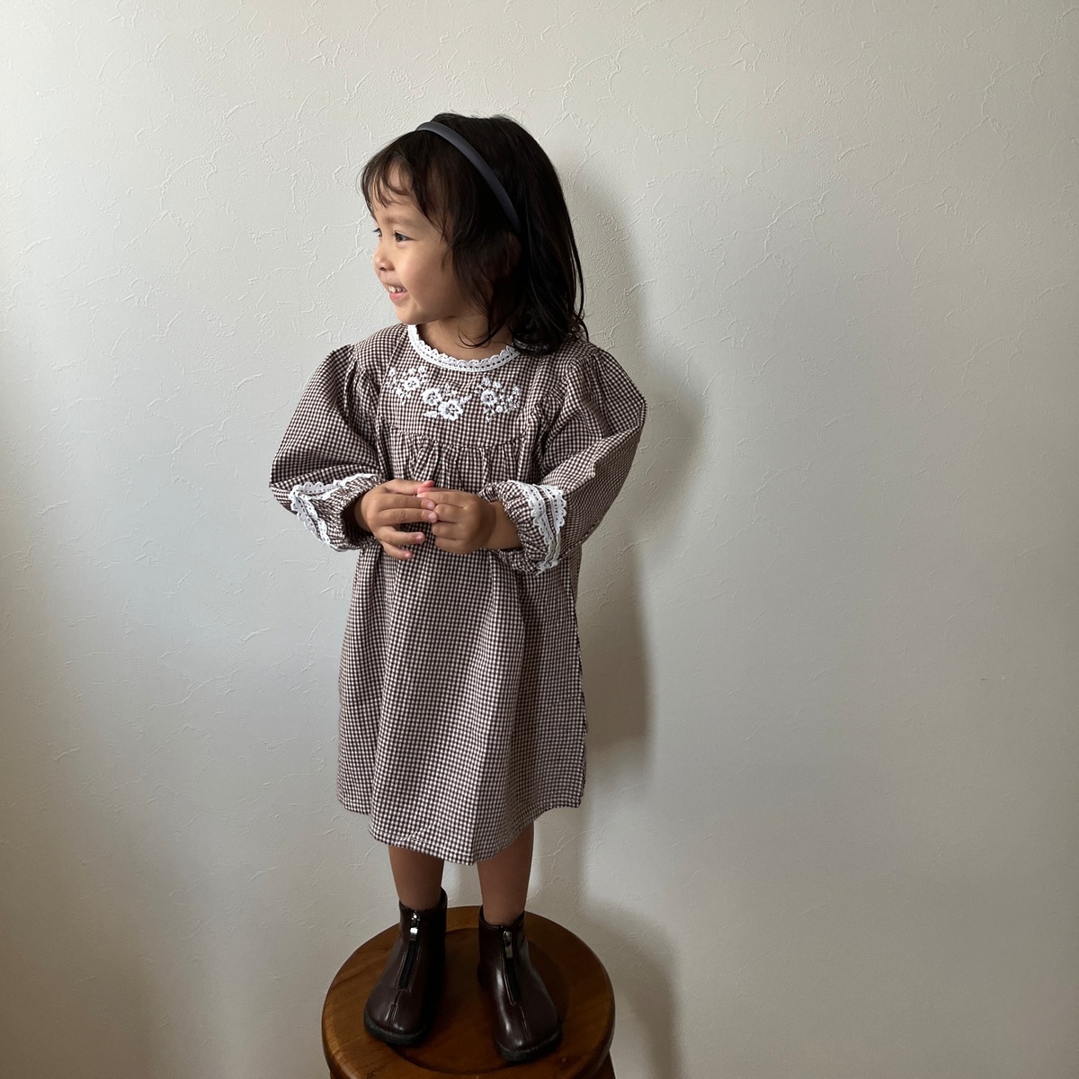 【予約】embroidery check onepiece / milou's select | milou.