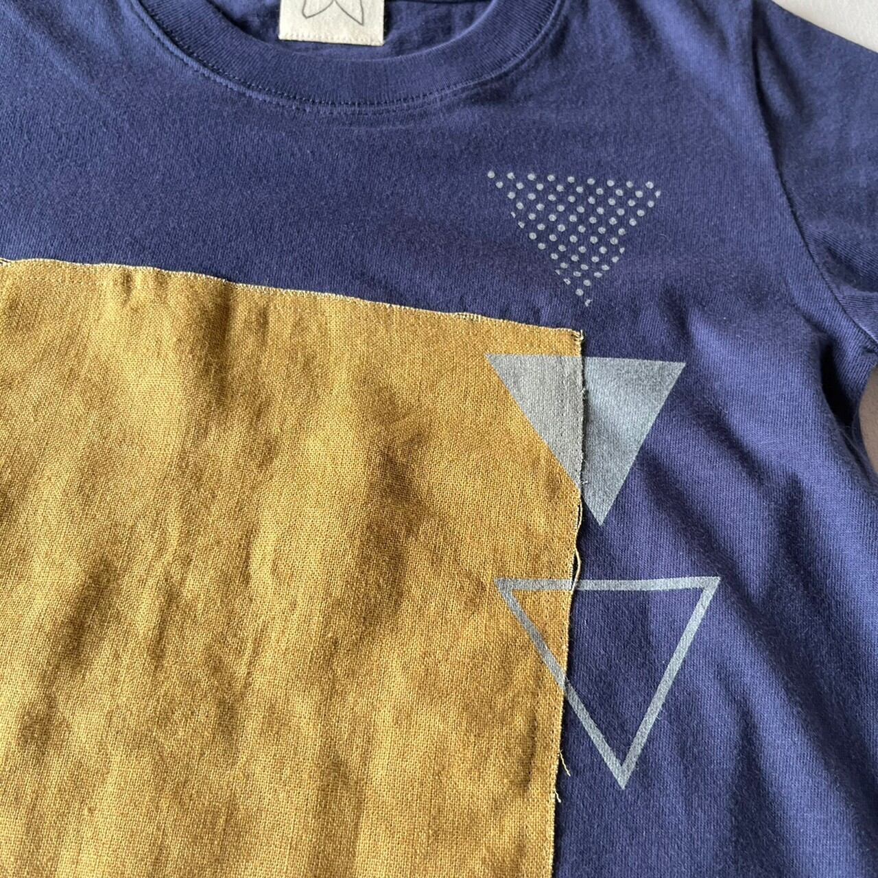 もんもんぺ×musicaさんコラボT キッズ100 ネイビーしかくさん | monmonpe