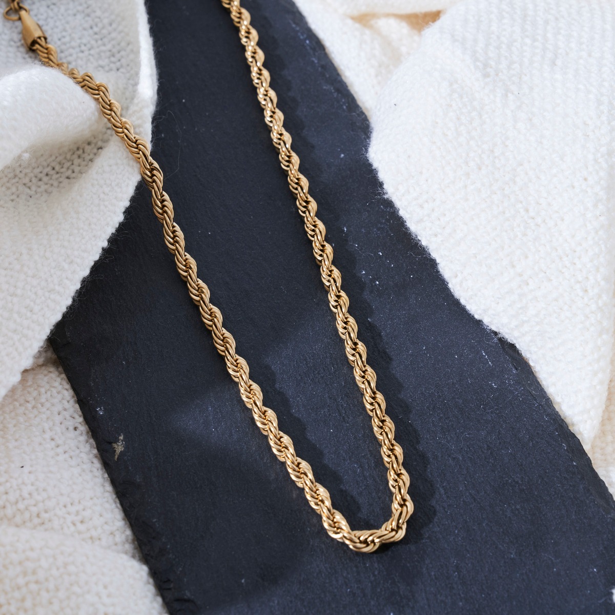 316L ( サージカルステンレス ) rope chain necklace【GOLD】#n42 | CELINA