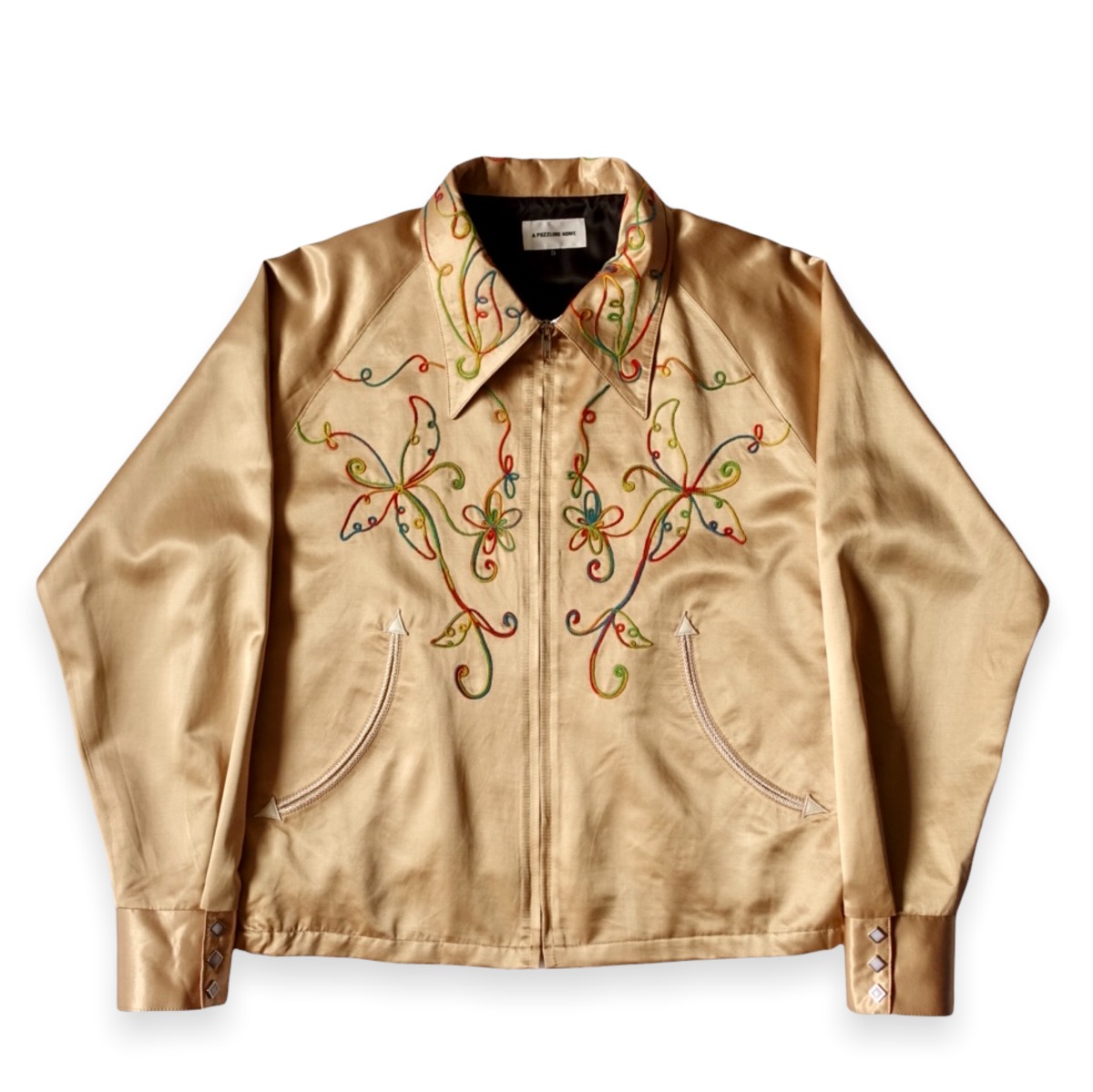 RAINBOW EMBROIDERY WESTERN JACKET - beige | A PUZZLING HOME