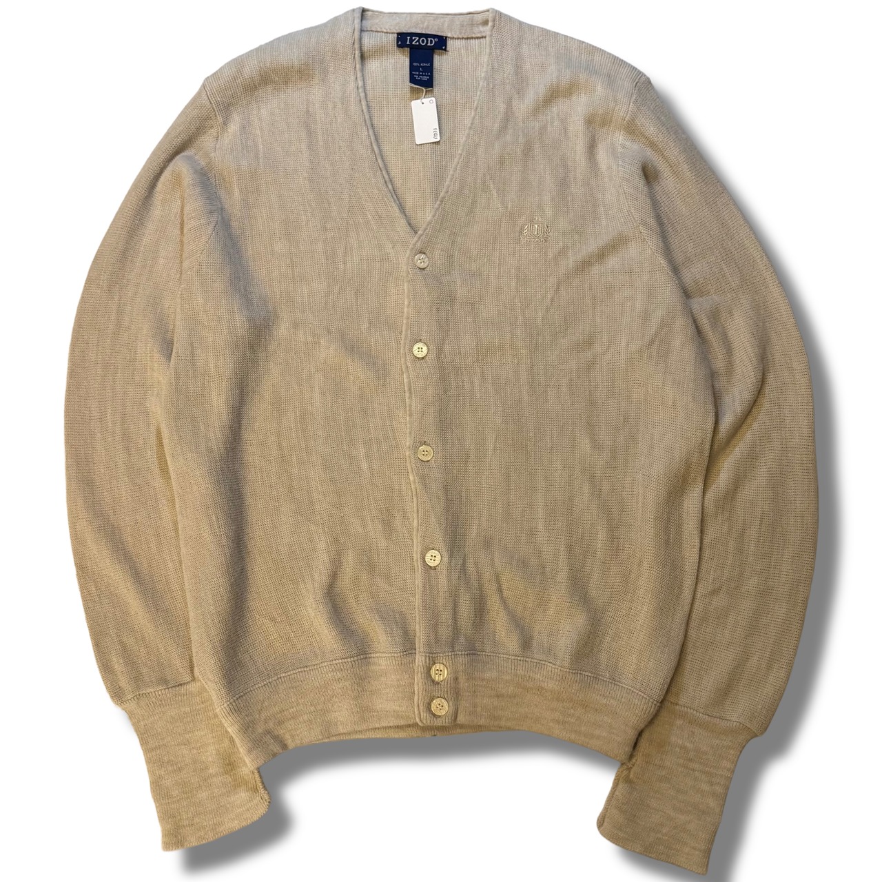 90s〜 IZOD Acrylic Knit Cardigan "Light Beige" | RIDDLE clothing