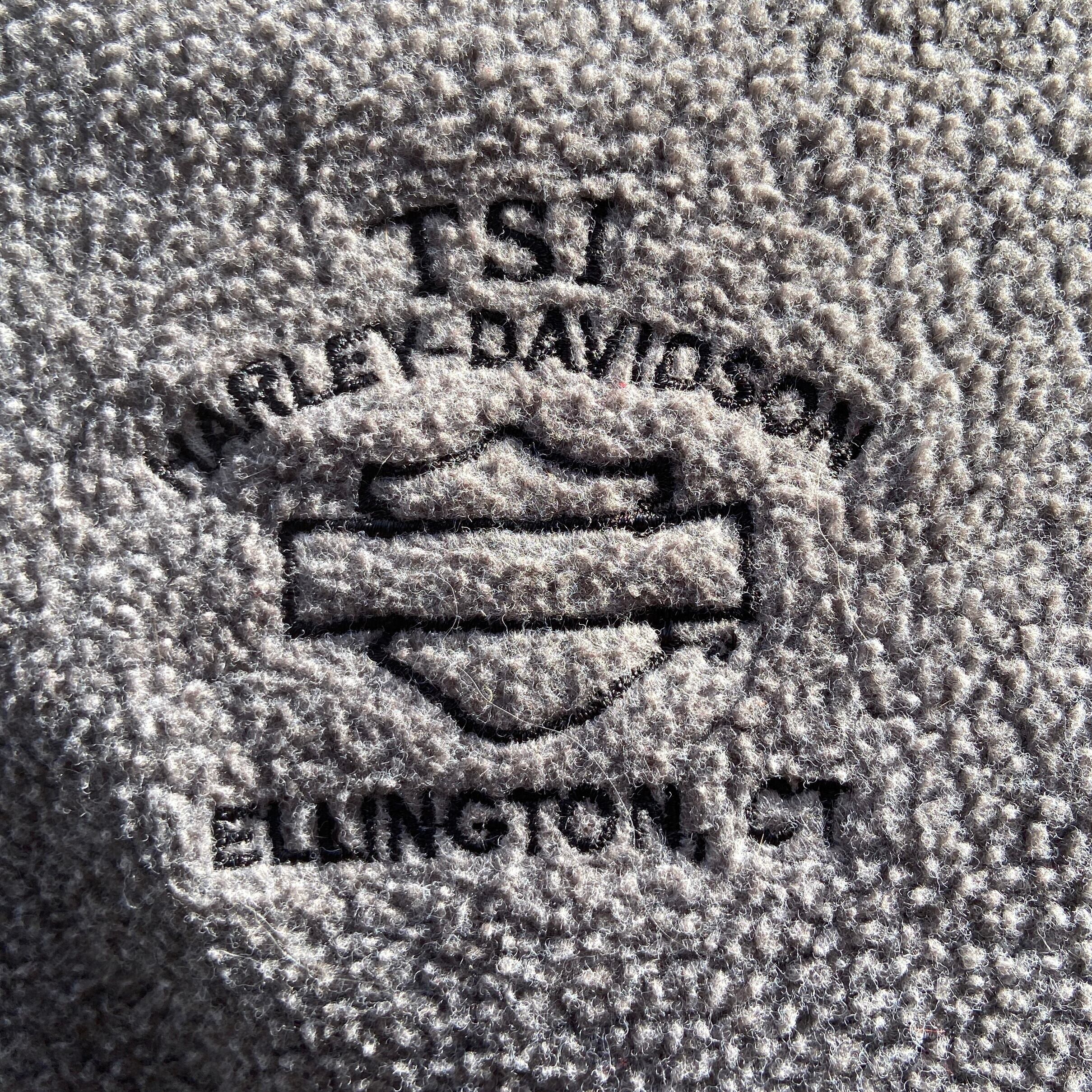 USA製 Harley-Davidson ハーレーダビッドソン ロゴ刺繍 フリースプルオーバー レメンズXL 古着 ブラック 黒 90s 90 ...