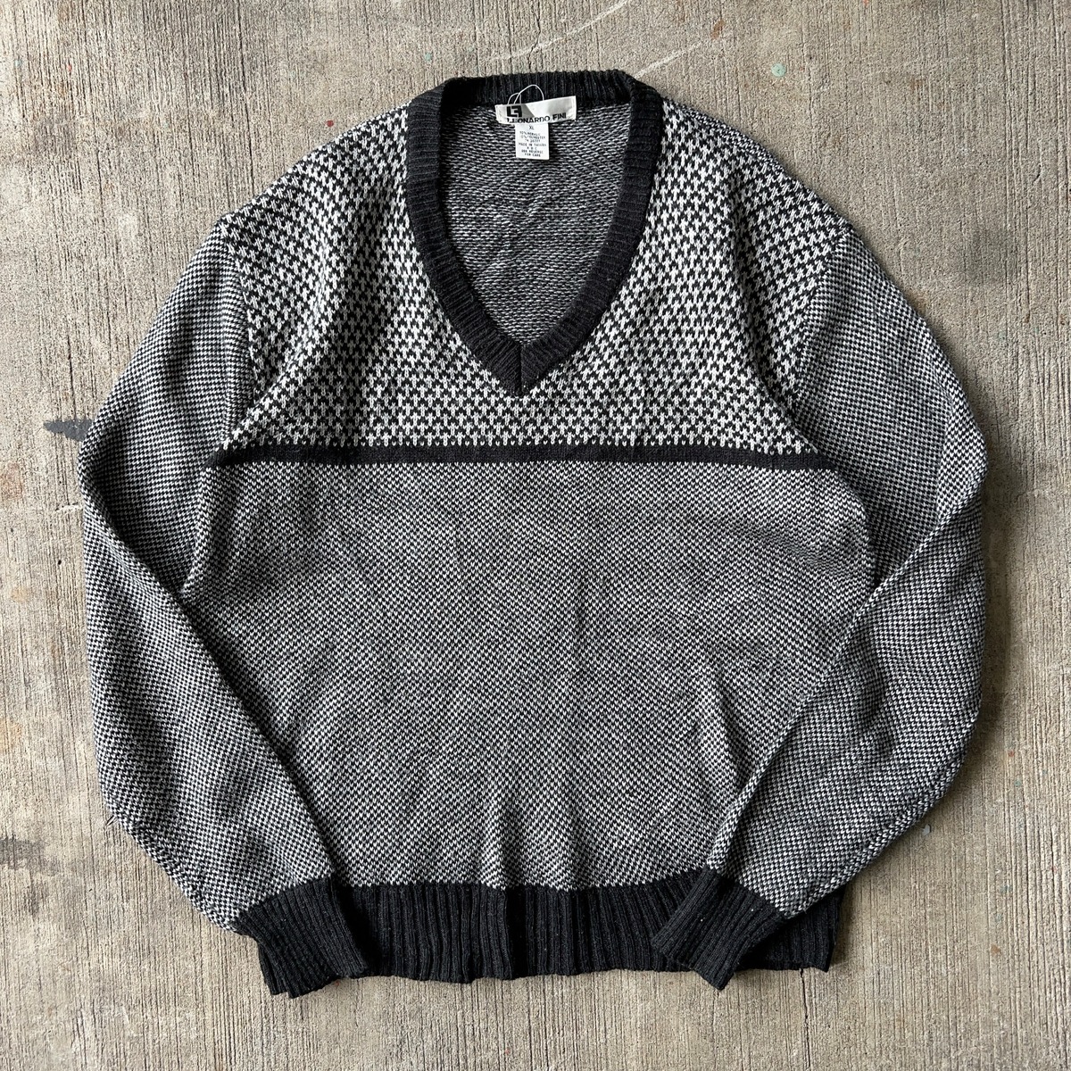 LEONARDO FINI Design Knit Sweater SIZE XL デザインニット セーター 総柄【3000円均一商品 ...