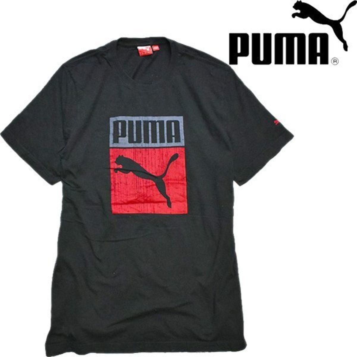 1点物 プーマPUMAビッグサイズ黒プリントTシャツ古着LメンズXLレディースOKアメカジ90sストリート/スポーツMixブランドロゴ/レトロ ...