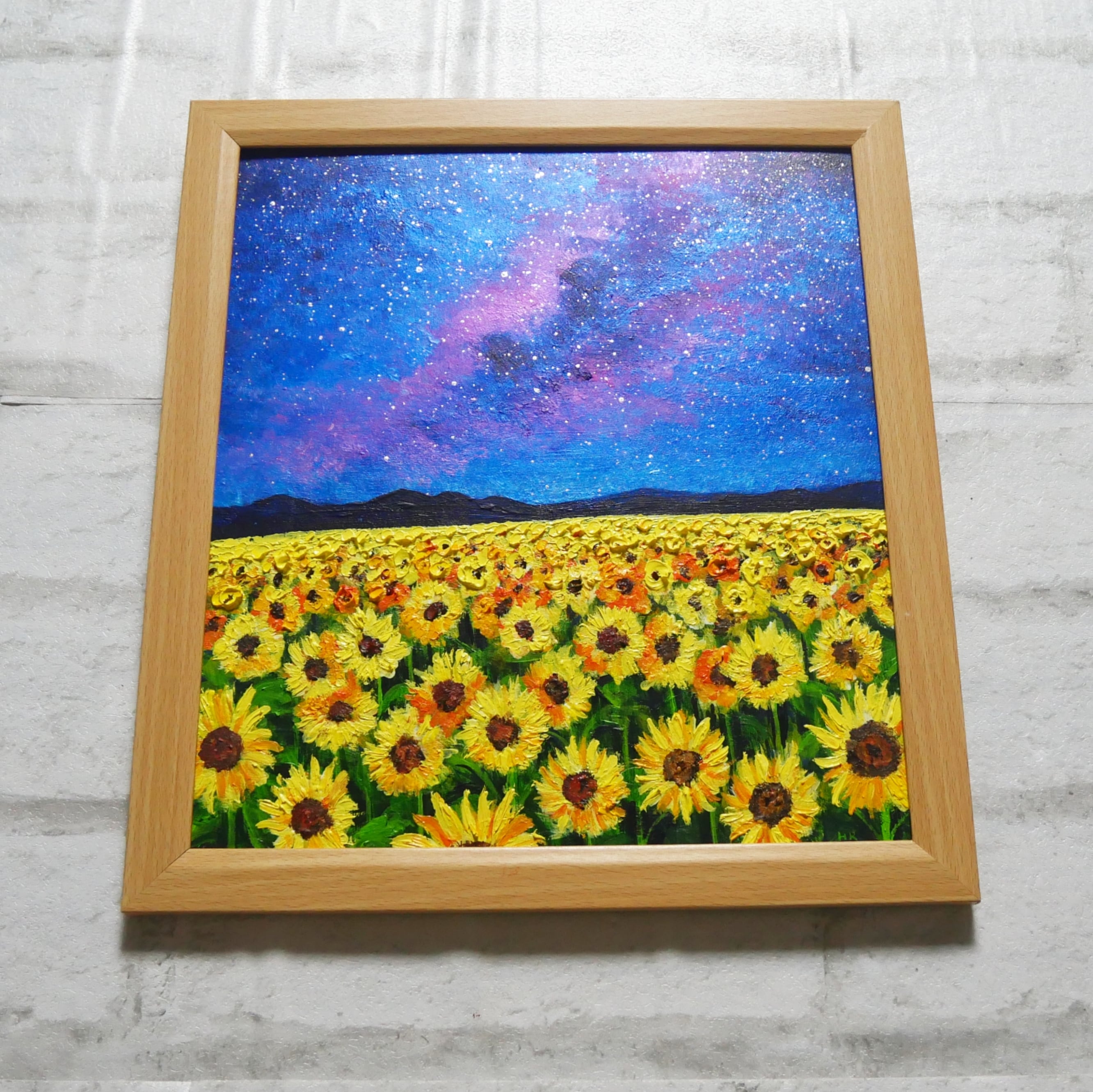 油絵 油彩 油彩画 絵 絵画【星空のひまわり畑】 | HIROSHI1990 油絵 油彩 油彩画 絵 絵画【星空のひまわり畑】 | HIROSHI1990